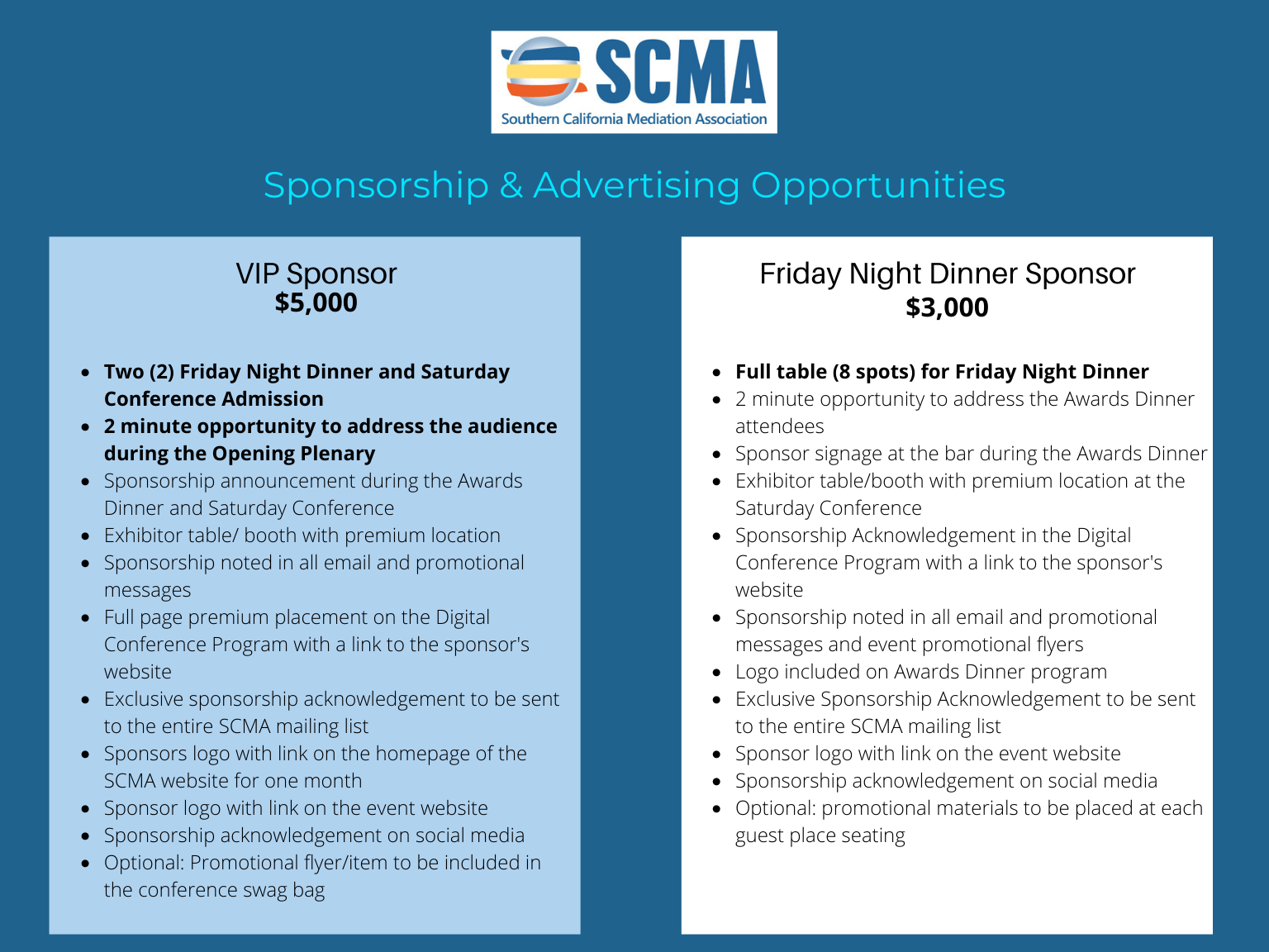 Sponsorship Opportunities - Annual Mediation Conference by SCMA